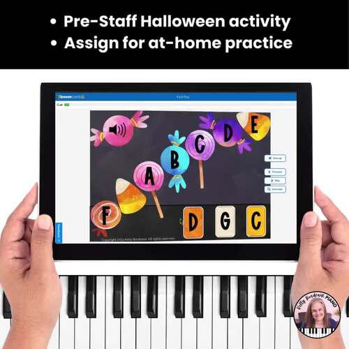 Halloween Music Alphabet BOOM™ Cards Pre-Staff Activity for Piano ...