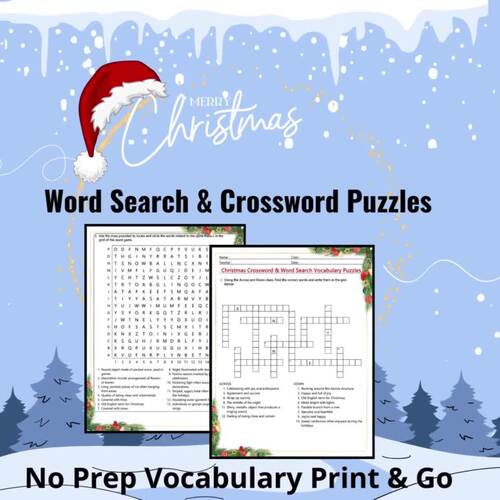 Christmas Word Search and Crossword 10 Puzzles Vocabulary for Early ...