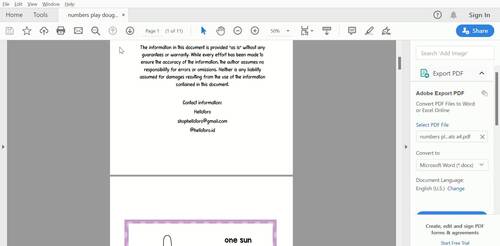 Numbers Play Dough Mat by Hellotoro | TPT