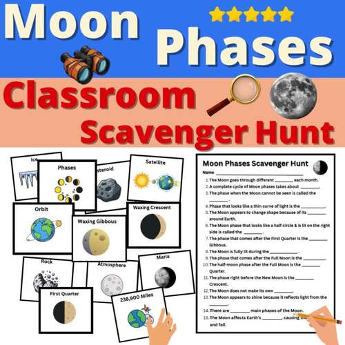 Moon Phases and the Moon Classroom Scavenger Hunt and more activities ...