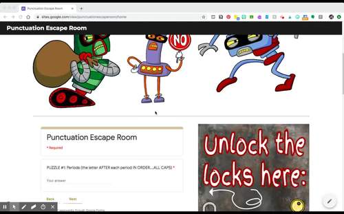 Punctuation DIGITAL Escape Room: Using Google Suite by Read Write Teach ELA