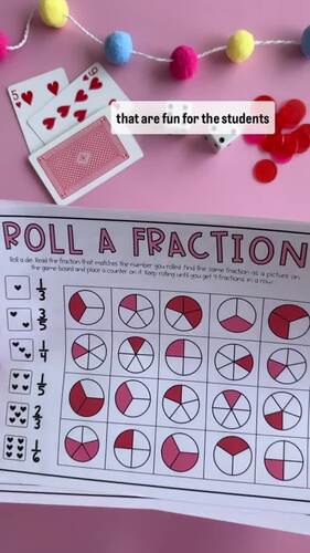 Valentine's Day Fractions Centers / February Fraction Activities