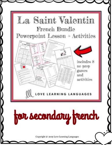 French Valentine's Day Lesson Plan + Activities BUNDLE | TPT