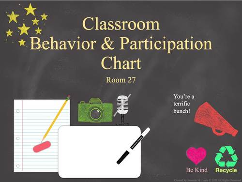 Classroom Behavior & Participation Clip Chart for Virtual or In Person