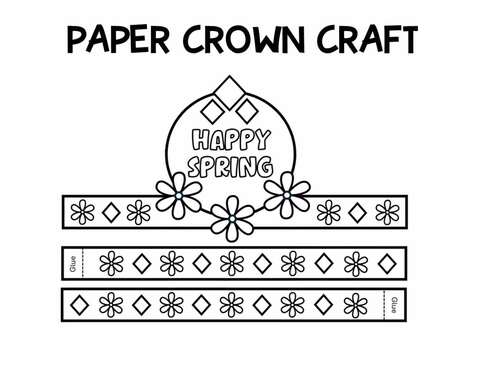 Spring Paper Crown, Elementary Craft Activity, Paper Crown Craft for Kids