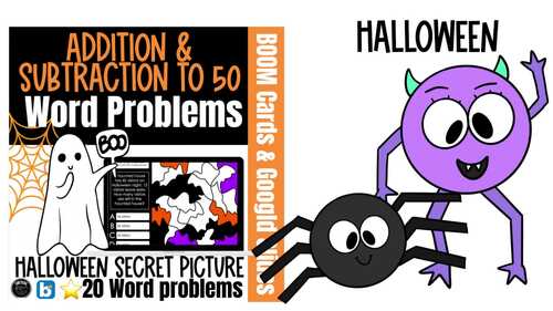 Halloween Addition & Subtraction to 50 Word Problems Digital Game ...
