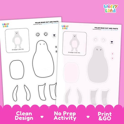 Polar Bear Craft Cut and Paste | Arctic Animal Coloring Activity Winter ...