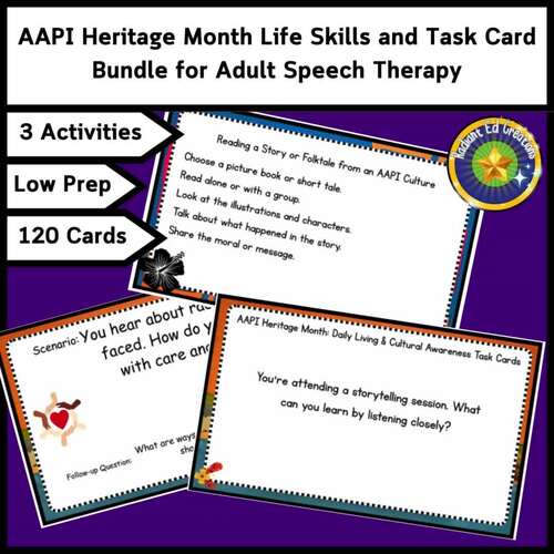 AAPI Heritage Month Life Skills and Task Card Bundle for Adult Speech ...