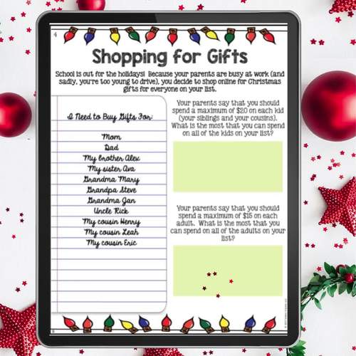 4th 5th 6th Grade Christmas Math Worksheets Project December Holiday ...