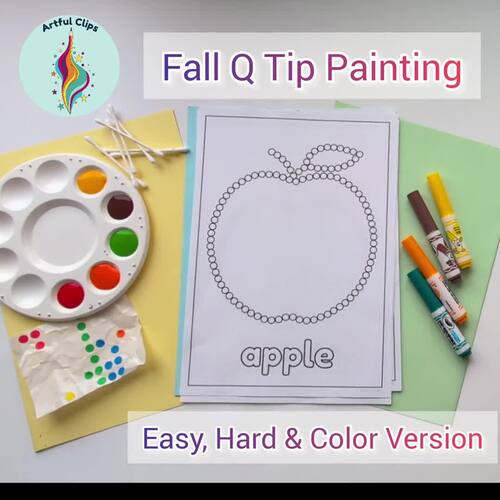 Q Tip Painting Fall Dot Sticker Printables Pumpkin & Apple Dot Art for ...
