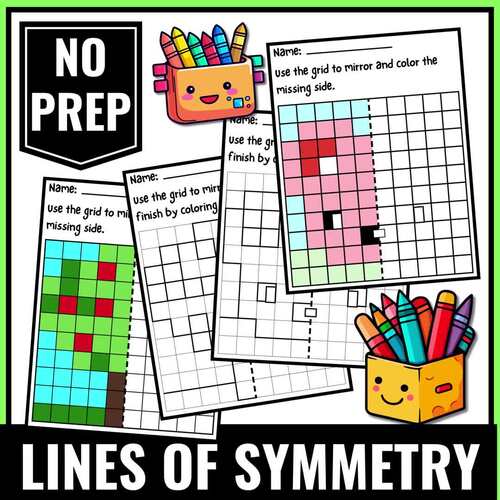 ️ Back to School Lines of Symmetry Color Art Worksheets Motor 2nd 3rd ...
