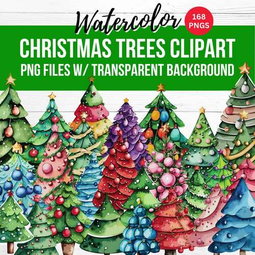 Watercolor Christmas Trees PNG Clipart, 162 Holiday Trees, Bulletin ...