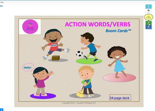 Action Words/Verbs - Boom™ Cards by ClaudiaCF Bilingual SLP LLC | TPT