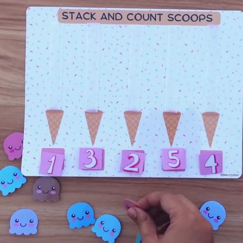 ICECREAM SCOOP COUNT BUSY BOOK PAGE by Bee a maker | TPT