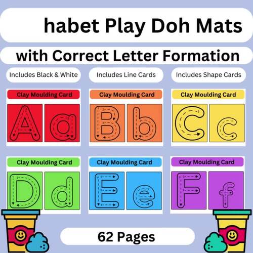 Alphabet Play Dough Mats, Clay Cards with Correct Letter Formation ...