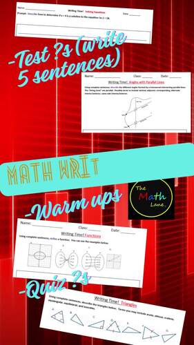 Writing Math Time! Middle School....ESL/TELPAS Journal STAAR by The ...