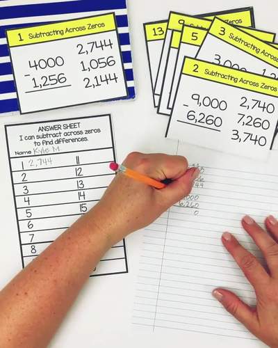 4 Digit Subtraction with Regrouping Across Zeros | Easel Activity ...