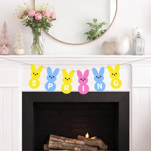 Peep Bunny Alphabet Banner, Pastel Spring Garland Decor by Bitty Box ...