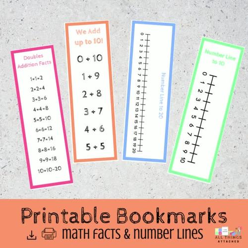 Printable Math Bookmarks | Number Line & Addition Facts | Math Practice ...