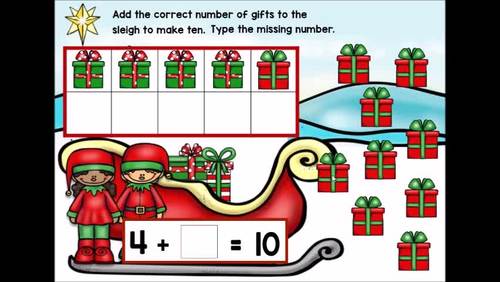 Christmas Making 10 Digital Boom Cards Kindergarten Core Standard KOA.A.4