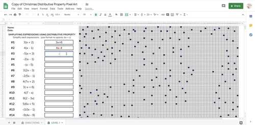 Christmas Math Algebra 1 Digital Pixel Art Math Distributive Property