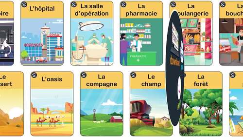 FRENCH Places and town Vocabulary Flash Cards | Les Lieux (9x6cm). by ...