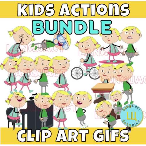 Action verbs clipart bundle animated gifs by Teachers Resource Store