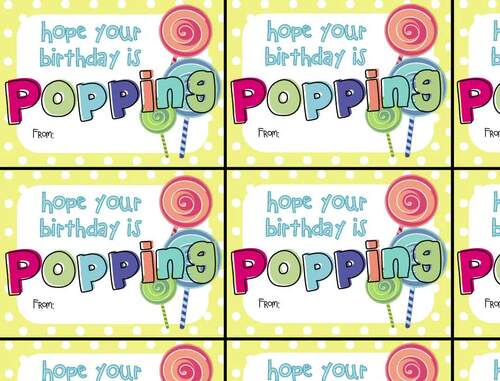 Lollipop/ Blow Pop Birthday Gift Tag (Hope your birthday is popping!)