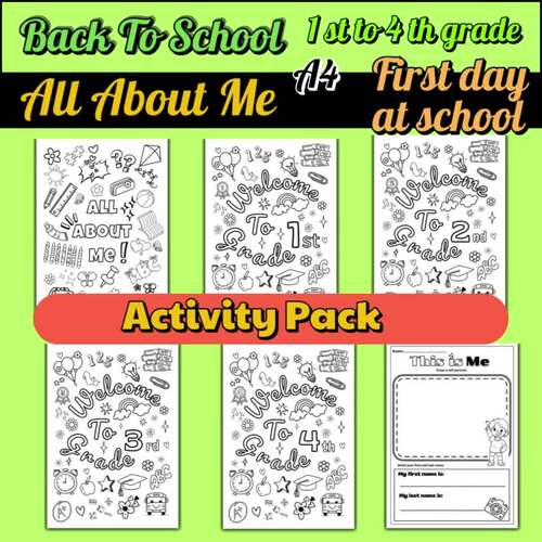 All About Me, Back to School Activity Pack, first week, 1st to 4th grade
