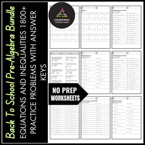 Back to School Pre-Algebra Equations & Inequalities MEGA Bundle 70 ...