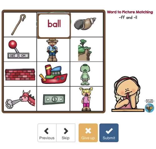 FLOSS RULE GAME DOUBLE CONSONANTS PHONICS BOOM CARDS MATCHING WORD TO ...