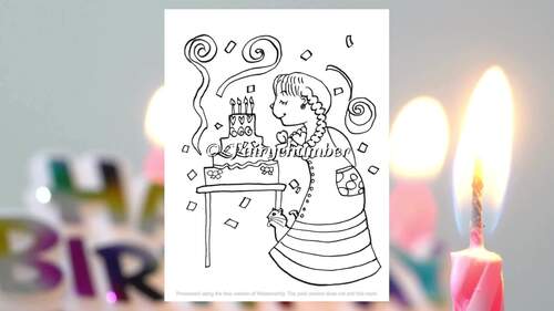 Birthday Girl Coloring Page For Kids And Adults by Fairychamber | TPT