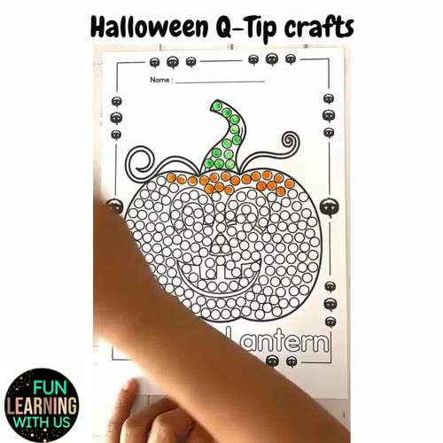 Halloween Q Tip Painting Crafts | Holiday Fine Motor Skill Worksheets