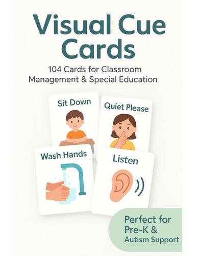 Visual Cue Cards – English Only (104 Cards) | Classroom Routines, ESL ...