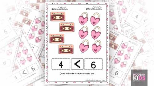 MORE or LESS - Valentine's Math Worksheets for Autism Kids | TPT