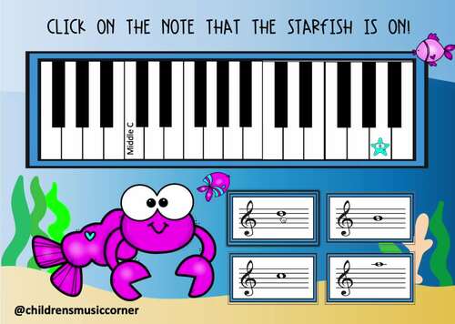 Valentine Music Note Reading Treble Clef Digital Task Cards on Boom Cards™