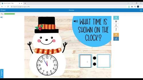Winter Telling Time to the Nearest Five Minutes Boom Cards | TpT