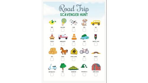 Road Trip Scavenger Hunt Printable PDF by Mom Money Map | TPT