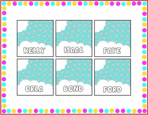 Winter Student Name Tags, Printable Name Labels, Cubby Labels, Round Tags