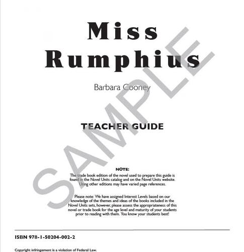 Miss Rumphius Novel Units® Teacher Guide Novel Study | TPT