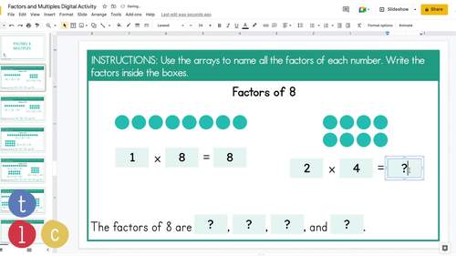 Factors and Multiples Digital Activity - 4.OA.B.4 by The Learning Corner Co