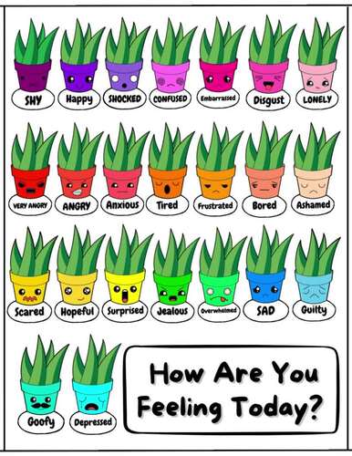 Plant Themed Emotions - Feelings/Emotions Chart and Cards for Classroom