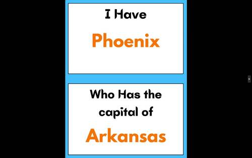 50 States and Capitals. I Have, Who Has Flash cards Game to learn about ...