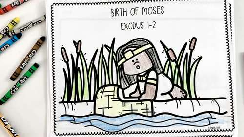 Birth of Moses Coloring Sheets for Sunday School or Homeschool | TPT