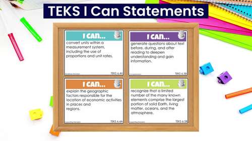 Grade 6 TEKS I Can Statements Core Subjects Bundle | Digital + Editable ...
