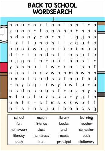 Back To School Word Search, Crossword, Coloring Page - First Week of ...