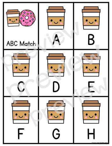 Coffee and Donuts | Uppercase & Lowercase Alphabet Matching | ABC ...