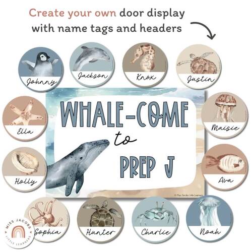 Classroom Door Display | Modern Ocean Coastal Vibes Decor | Editable