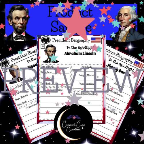 45 President Biography Research US History Writing Project Activity ...