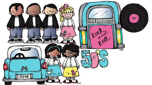 50s clip art, 1950 clip art, poodle skirt clip art TRI Pack | TPT